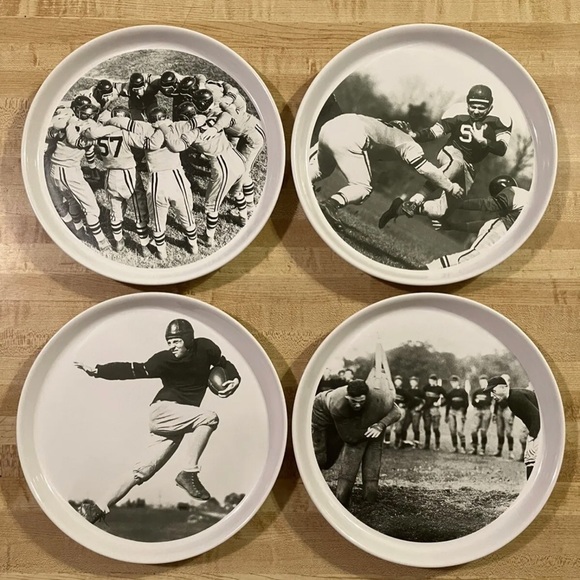 Pottery Barn | Dining | Football Plates Pottery Barn Black White Old ...